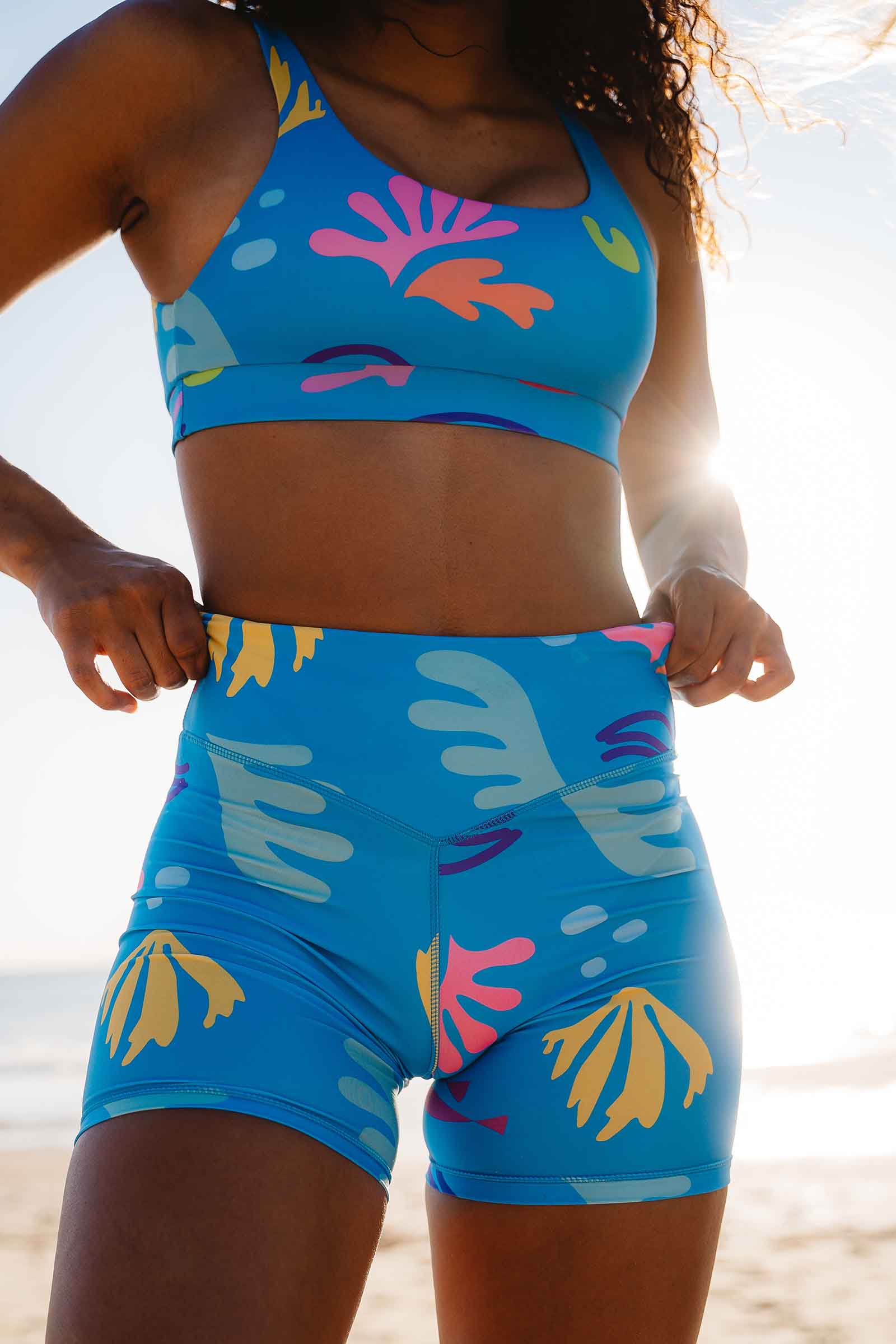 Flower Power Fixed Tri Bikini Top Yellow | Andorwith surfwear Australia